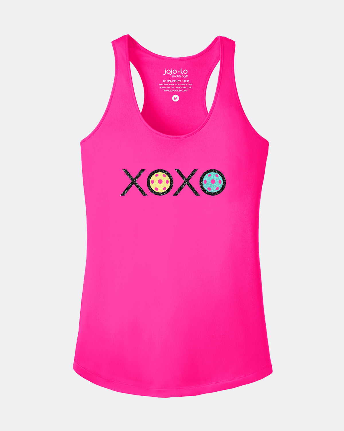 Glitter Flake XOXO Pickleball Tank Top Women's Pink Performance Fabric ...